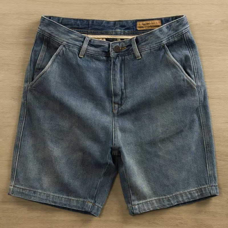 American Retro Washed Denim Shorts Men's Shorts Workwear Fashion Brand ...
