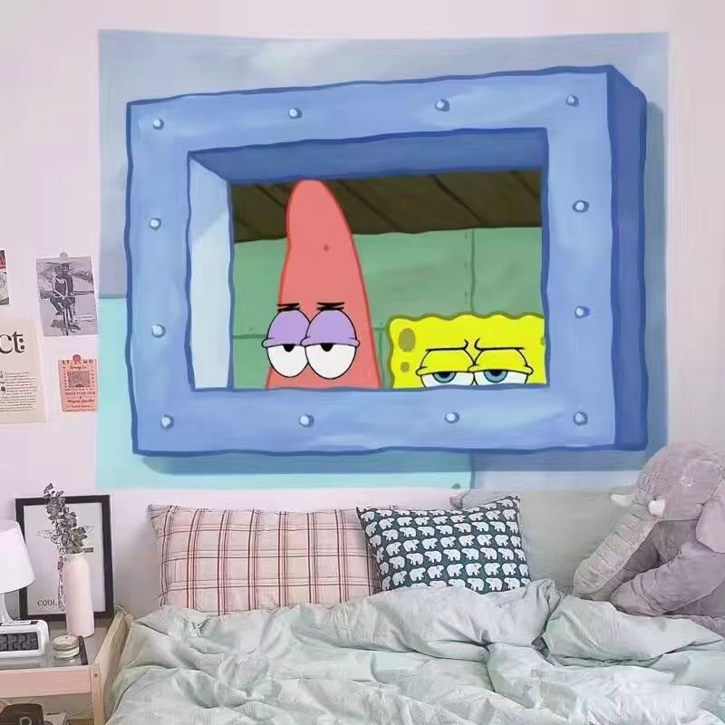 SpongeBob & Octopus Cartoon Hanging Tapestry for Creative and Funny ...