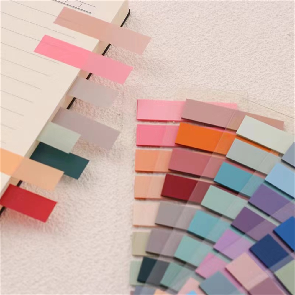 200 Sheets Morandi Transparent Fluorescent Index Tabs PET Flags Memo ...