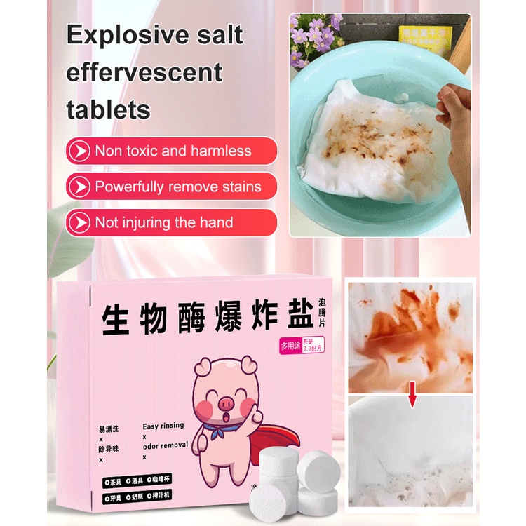 Explosive salt effervescent tablets Laundry Detergent Oxygen Foam ...
