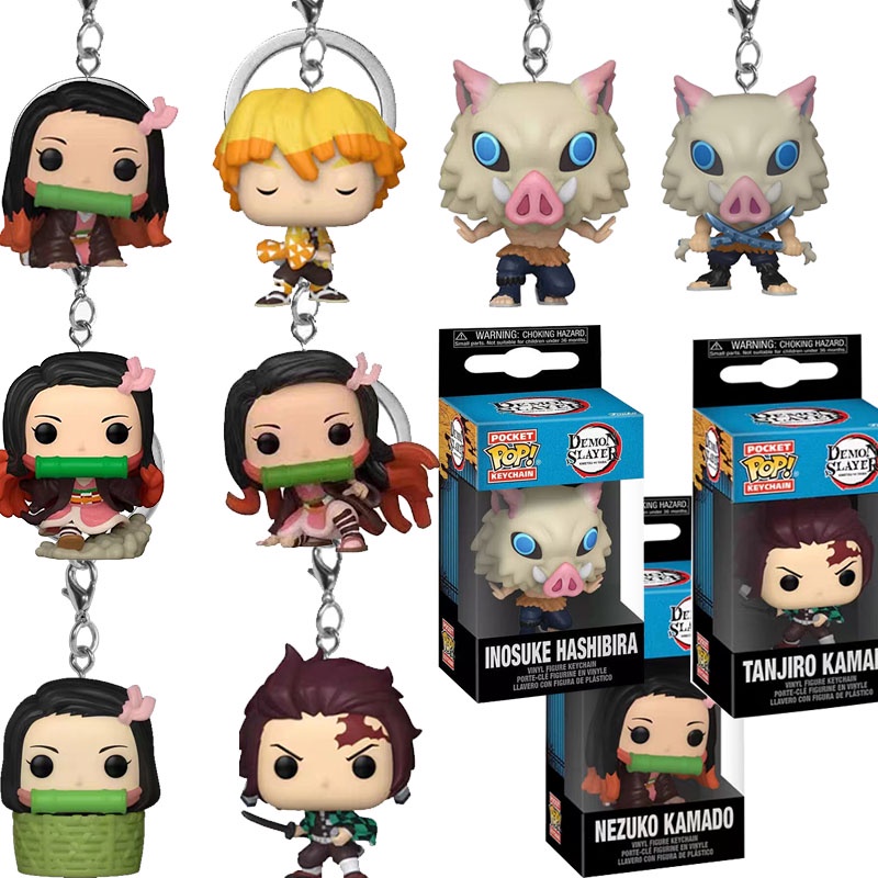 Funko Pop Keychain Demon Slayer Nezuko Zenitsu Tanjiro Inosuke Keyring ...