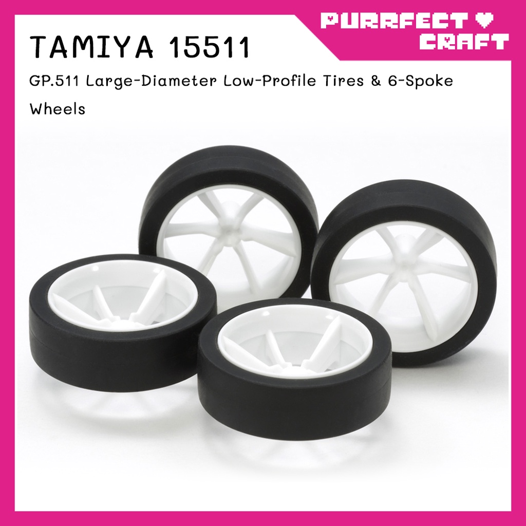 TAMIYA Large-Diameter Low-Profile Tieres & 6-Spoke Wheels (15511) Tram ...