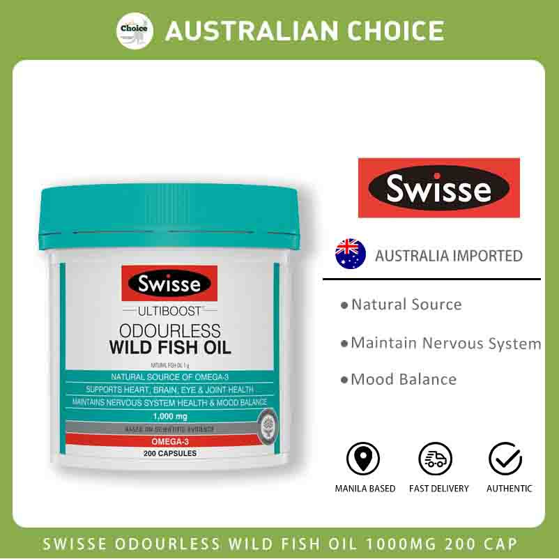 Swisse Premium Ultiboost Odourless Wild Omega-3 Fish Oil EPA DHA 1000mg ...