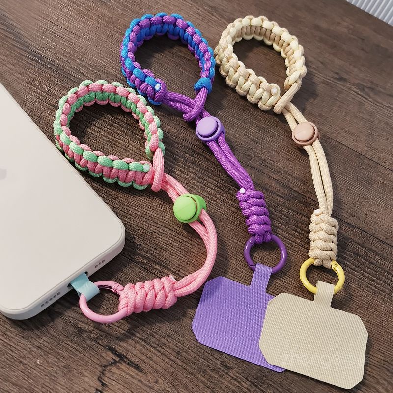 Short Adjustable Multi-Strand Braided Mobile Phone Lanyard Bold Strong ...