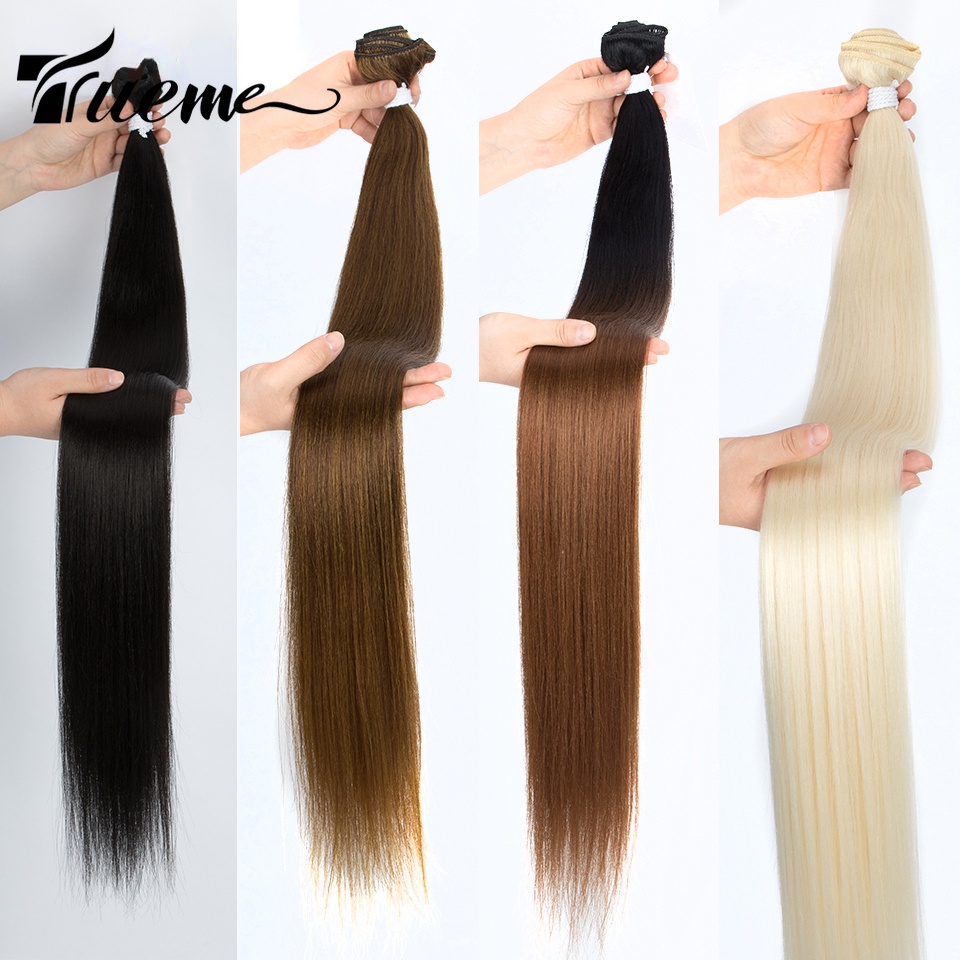 Trueme Bundles Extensions 36 inch Yaki Straight Hair Bundles Ombre ...