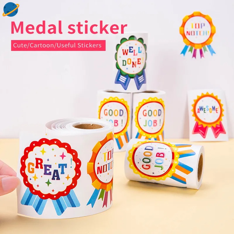 100pcs Cartoon Medal Child Encourage Award Sticker Great/Good Job For ...