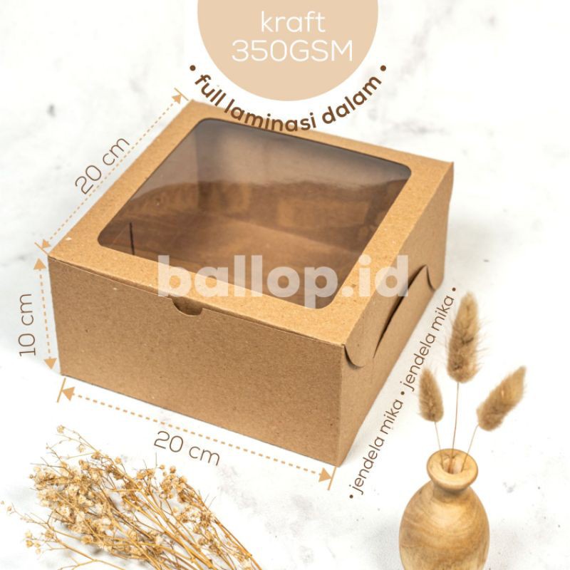 Kraft MIKA 20 20 10 CM Packaging Box Packing Cake Cake Cake Tart Bread ...