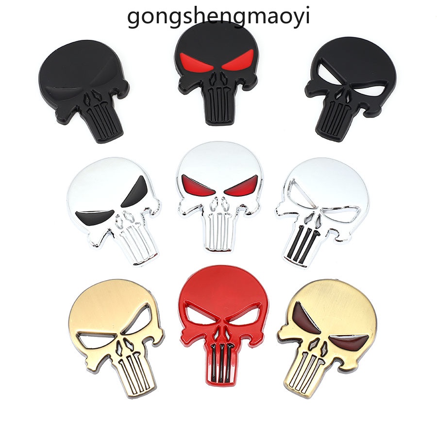 3D Metal Punisher Skull Head Car Stickers Emblem Badge Decals for BMW ...
