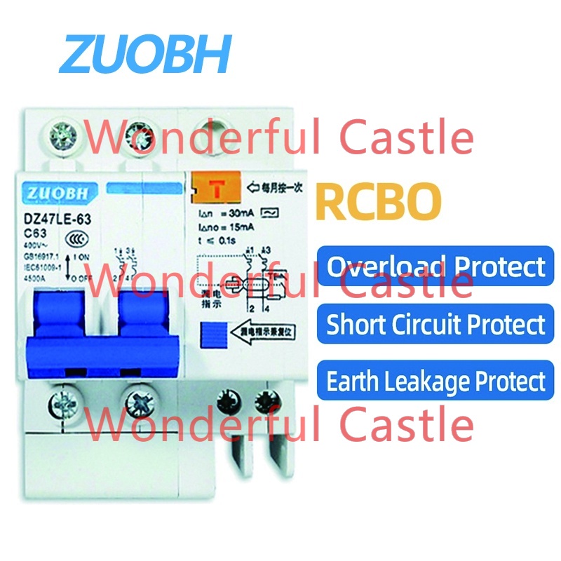 230V 2P 32A Residual Current Circuit Breaker MCB 30mA Overload Short ...