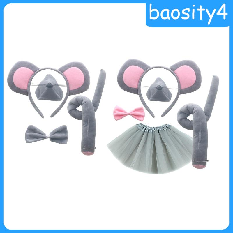 [ Cute Rat Ears Headband Tail Nose Bowtie Set Hair Hoop Costume Funny ...