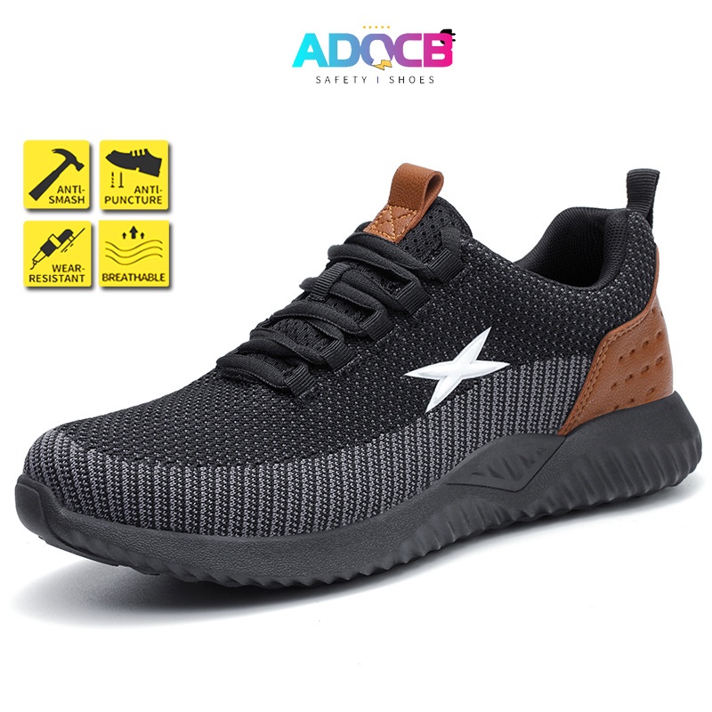 ADOC Breathable Men's Lightweight Safety Shoes With Steel Toe Cap ...