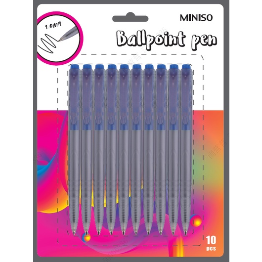 MINISO Retractable Ballpoint Pen (10 Pack, Blue) | Shopee Philippines
