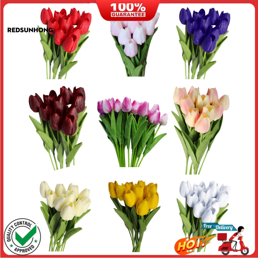 COD 10Pcs/Set Artificial Tulip Flowers Home Wedding Party Decor Gift Photograph Prop | Shopee ...