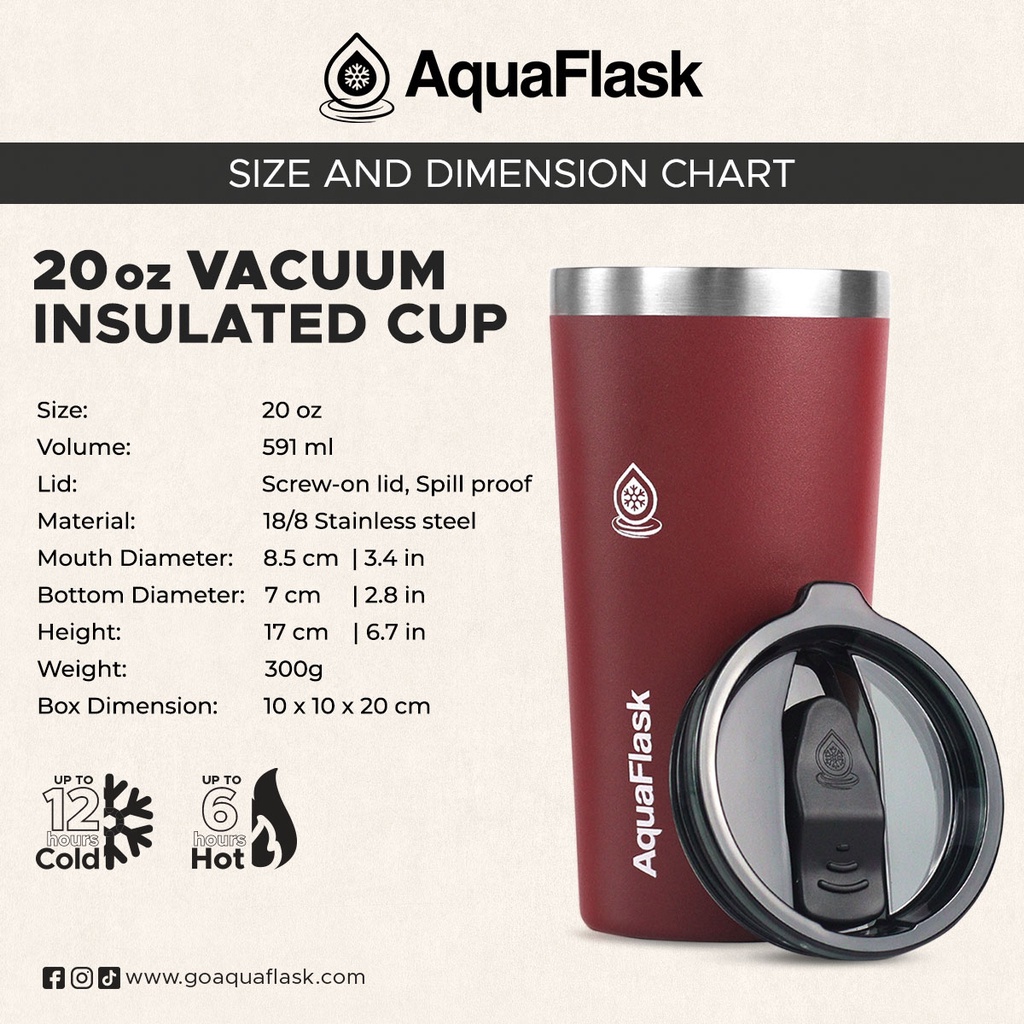 Aquaflask 20oz Insulated Cup Aqua Flask tumbler hot and cold | Shopee ...