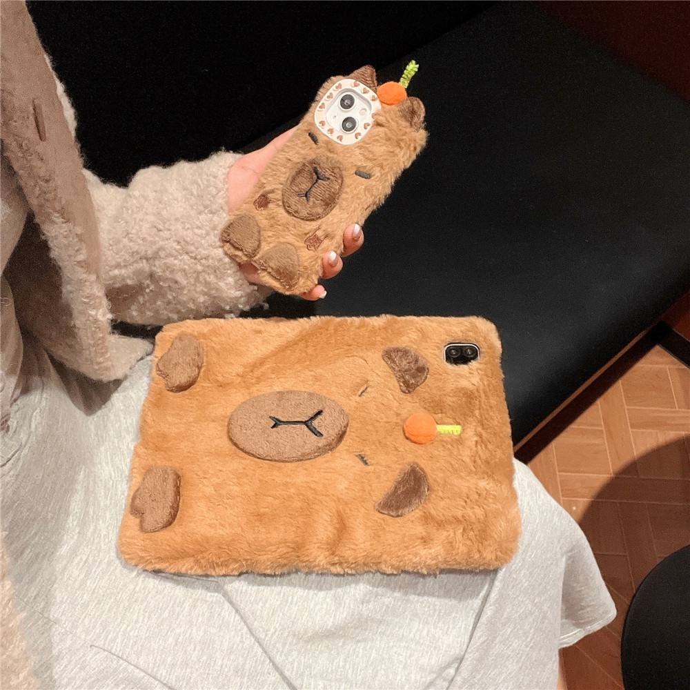 Cartoon Bear Loopy Pencil Holder Slot Soft Fluffy Plush Siliocne Case ...
