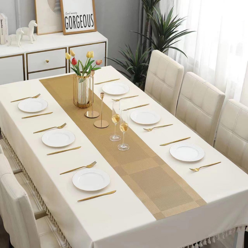 Gold Table Runner Placemats and Heat-Resistant Stain Resistant Anti ...