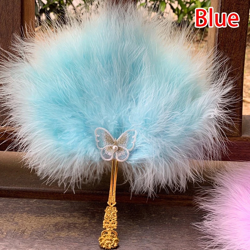 Feather Fan Vintage Folding Fan Flapper Hand Fan Women Handheld Fan for ...