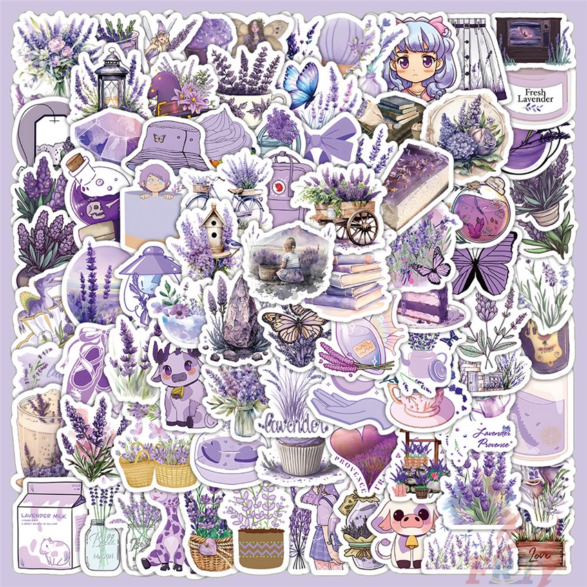 100Pcs/Set Purple Lavender Mini Stickers DIY Fashion Waterproof Doodle ...