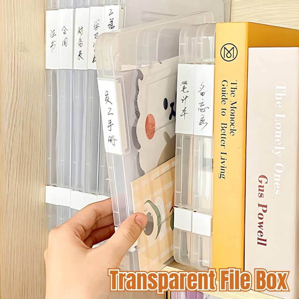 Transparent File Box Portable Document Box Plastic Paper Organizer for ...