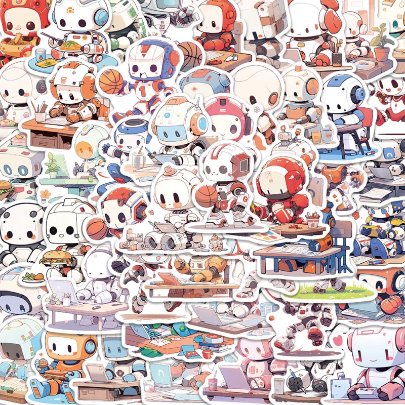 50 Pcs Cartoon Robot Stickers Pack for Boys Kids Teens, Cool Robot ...