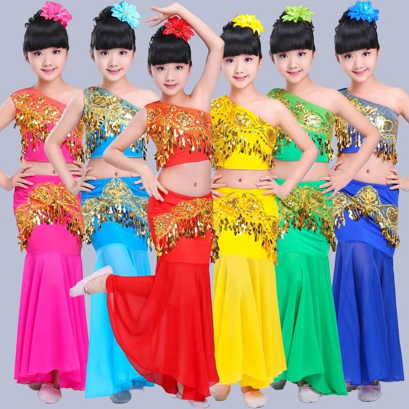 Children Dance Costumes Girls Peacock Dance Children Belly Dance ...