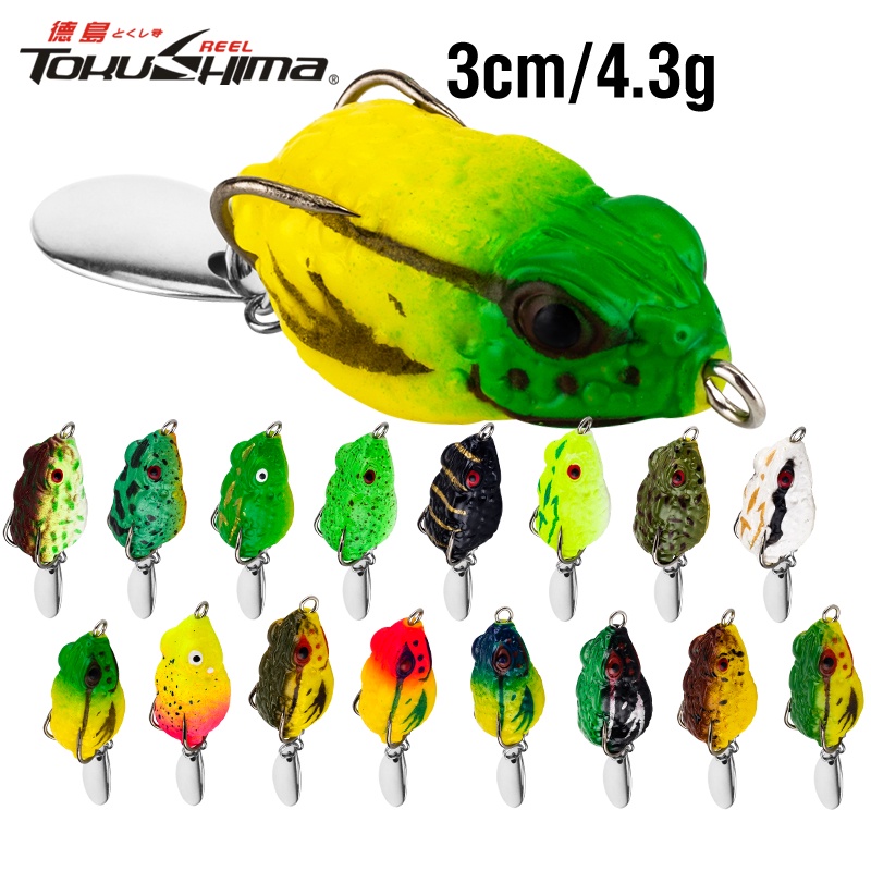 1Pcs 3cm/4.3g Fishing Lure Mini Frog Soft Frog Thai Bait 16Colors ...