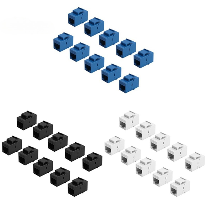 10Pcs RJ45 Connector Keystone Jack Cat6 Extension Coupler Ethernet ...
