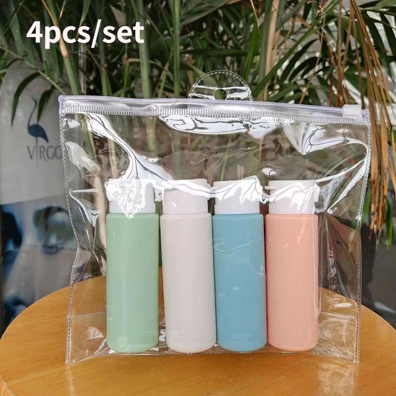 【4PCS】50ml Refillable Bottle Soft Lotion Shower Gel Shampoo Container ...