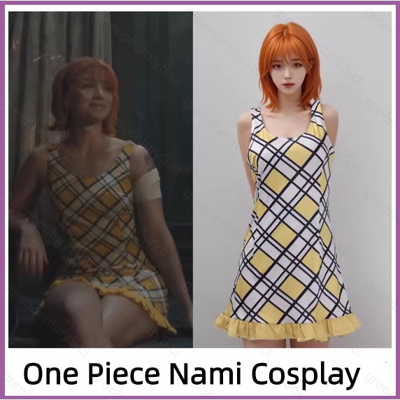 CWC One Piece Nami Cosplay Yellow Striped Dress For Woman Costume TV ...