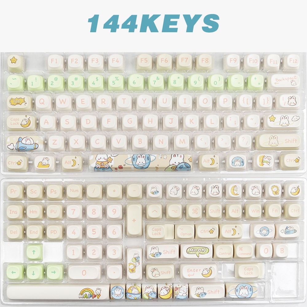 Cute Rabbit Keycaps 145Keys/Set PBT MOA Profile DYE-SUB DIY Custom for ...