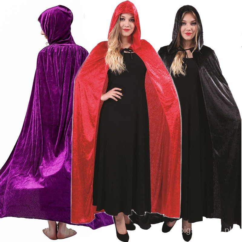 Halloween adult big female golden velvet cloak cloak party costume ...