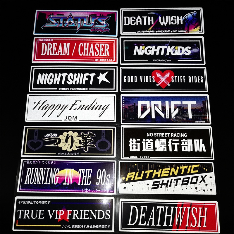 Japanese JDM Reflective Car Stickers Modified Culture Motorcycle ...