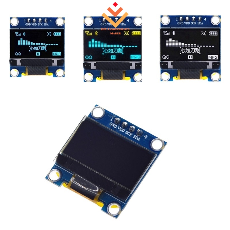 White/Blue/Yellow &Blue 0.96" 4Pin I2C IIC 128X64 OLED Serial LCD LED Display Module for Arduino ...