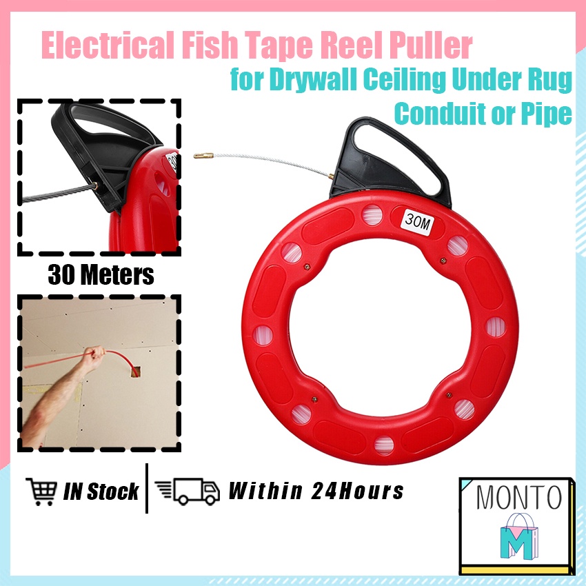 30M Electrical Cable Puller Fiberglass Fish Tape Reel Puller Conductive ...