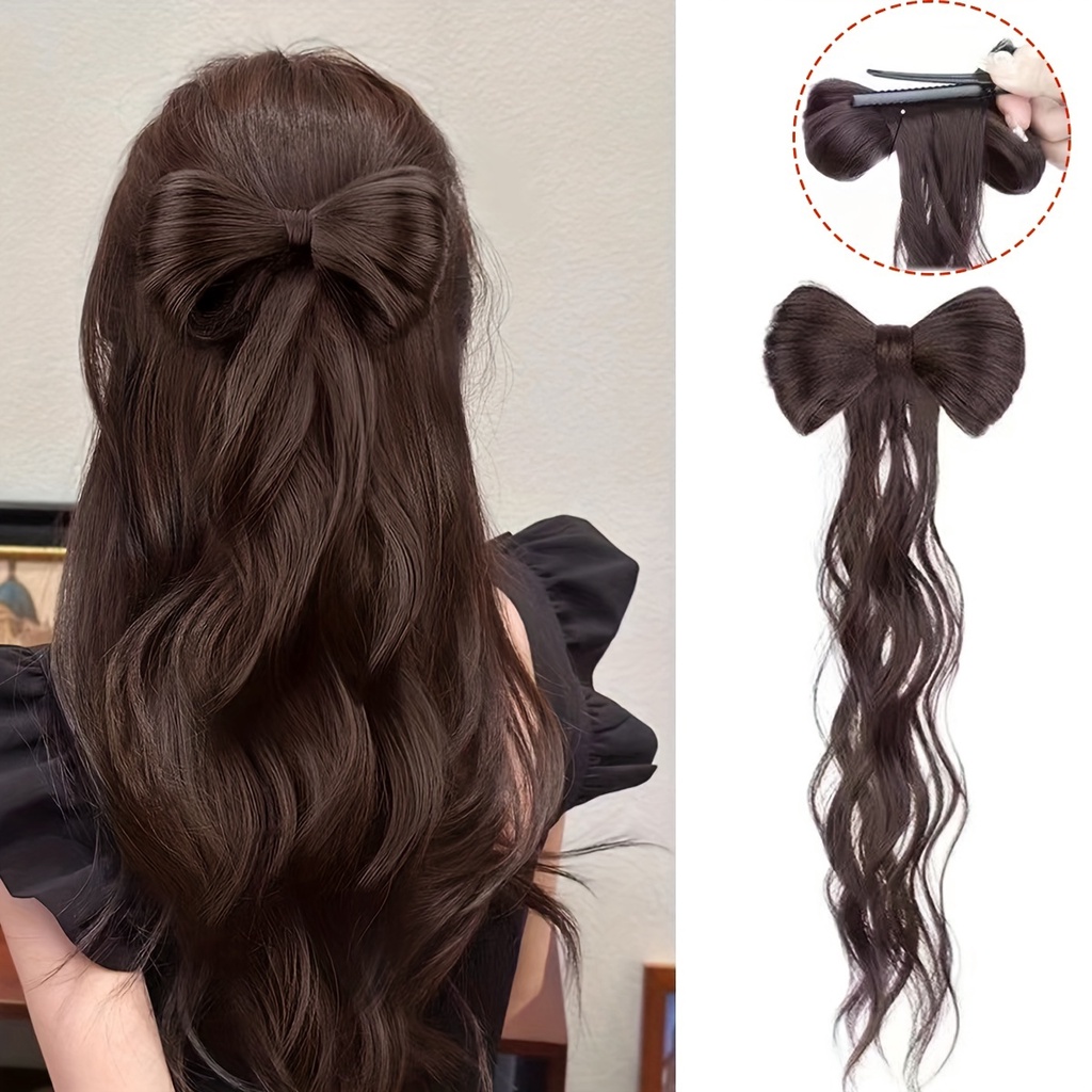 Wavy Half Bow Clip In Ponytail Hair Extension Heat Resistant Synthetic ...