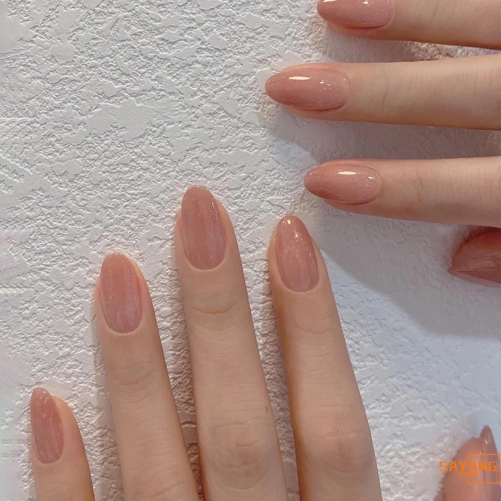 Simple Pink Mid-length False Manicure Chip-Proof Smudge-Proof Fake ...