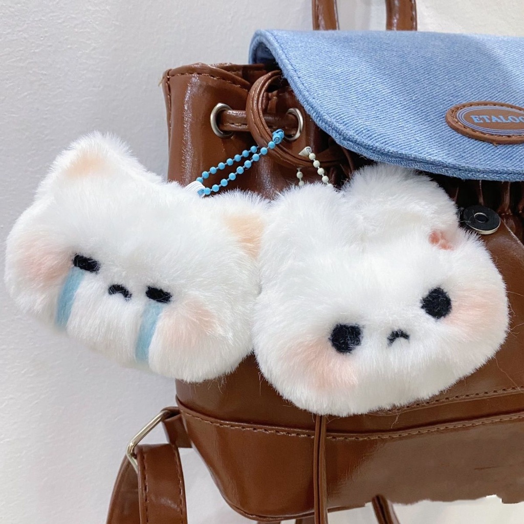 Cute Angry & Tears Bunny Plush Toy Pendant Student Schoolbag Decoration ...
