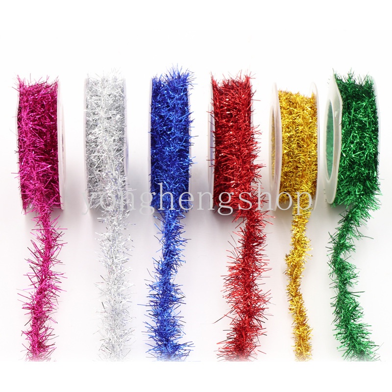 1.5M Christmas Colorful Ribbon Glitter Metalic Tinsel Strips Hanging ...