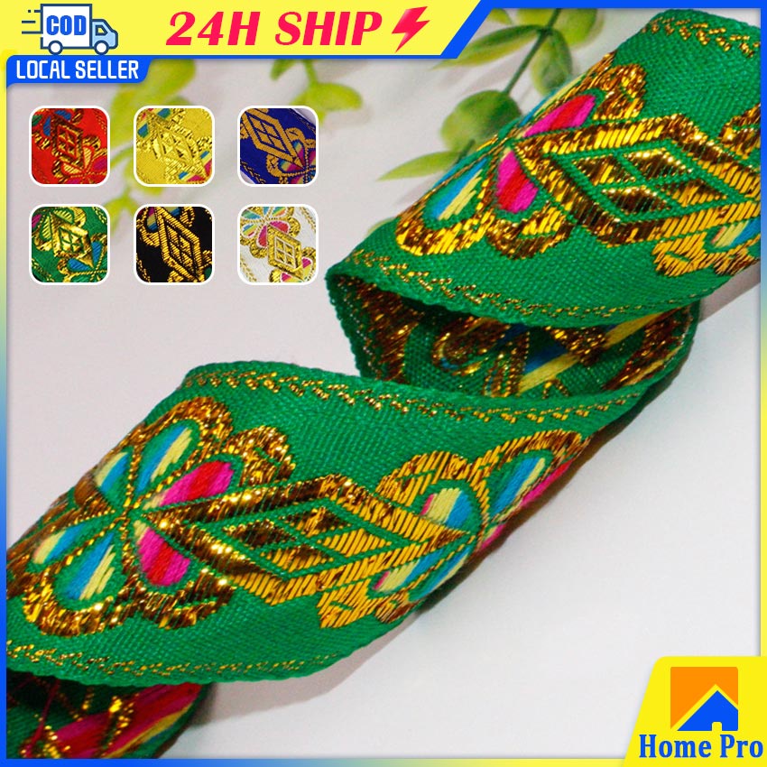 4.3cm Width 7 Yards Jacquard Ribbon Ethnic Lace Trim Embroidered Woven ...
