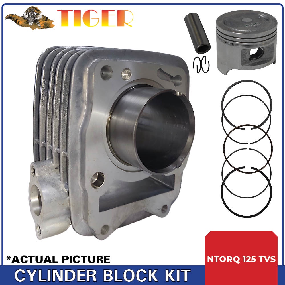 TIGER TVS NTORQ 125 Cylinder Block Kit (w/ Piston, Piston Rings, Pin ...