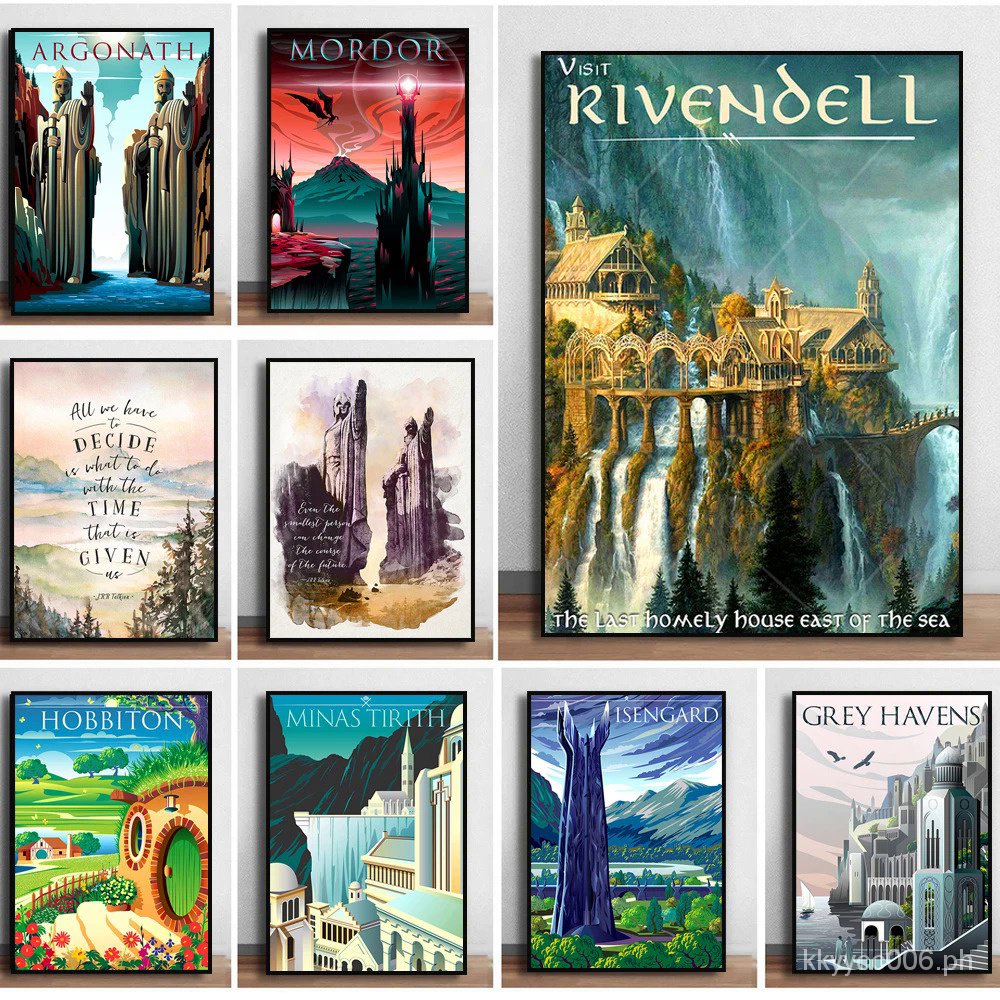 Nordic Vintage Travel Poster and Prints Tolkien Middle Earth Landscape ...
