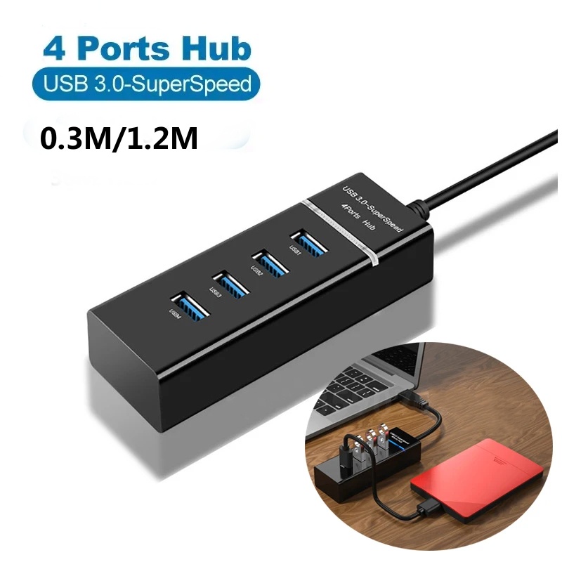 4 Ports USB Hub 3.0 Splitter High Speed Multi USB Splitter Adapter OTG ...