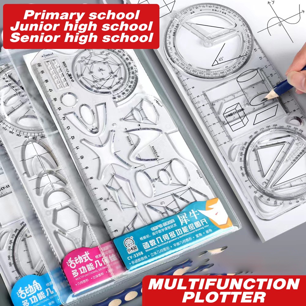 Multifunctional Geometric Rulers Set 3 Packs Clear Stencils for Drawing ...