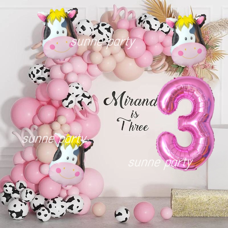 Jungle Animals Theme Party Decorations 32"Pink Number Balloon Garland ...