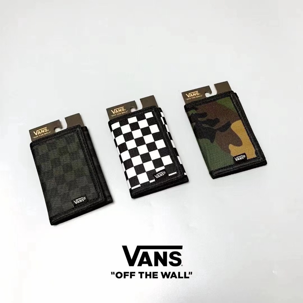 vans short wallet Vintage checkerboard folding canvas wallet Men Card ...