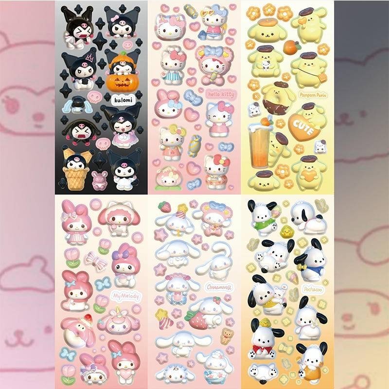 1pcs DIY Cartoon Sanrio Sticker Decorative Handbook Kuromi Hand Account ...