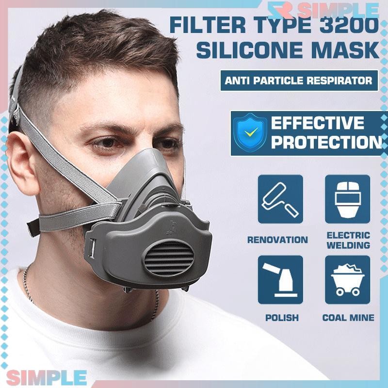 3M Dual Filter Gas Respirator Mask Chemical Anti-DustPaint Industrial ...