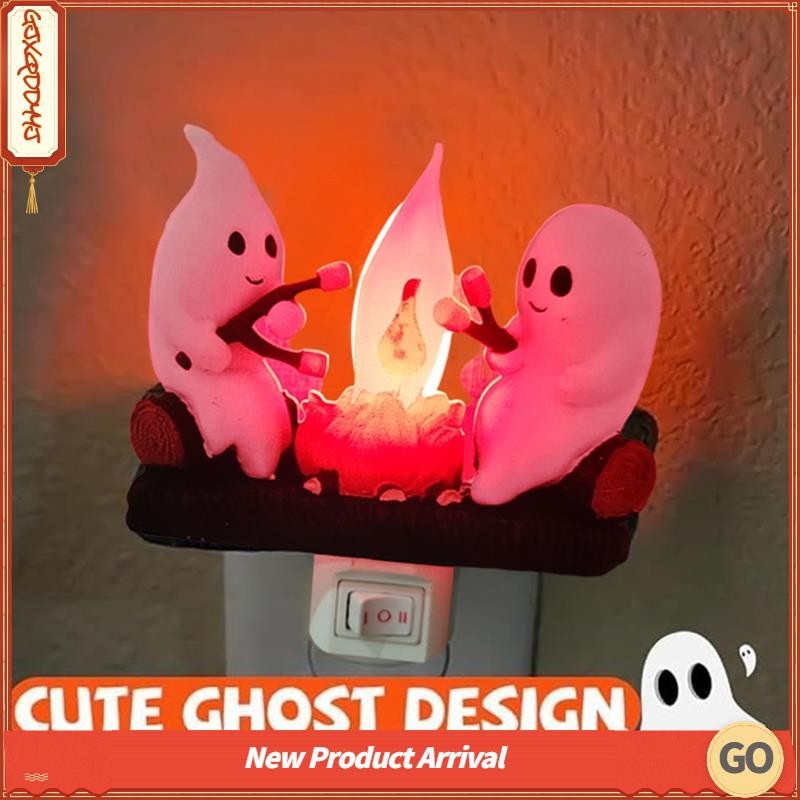Ghost Campfire Flickering Night Light Flame Halloween Nightlight 3D LED ...