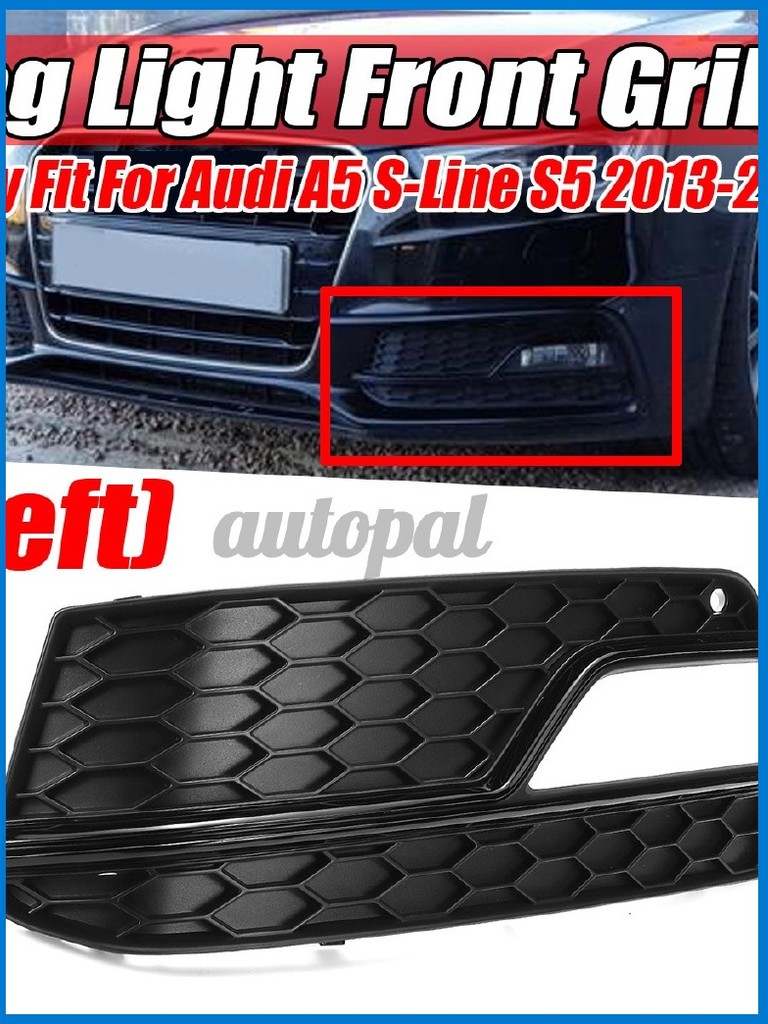 For Audi A5 S-Line S5 2013-2016 Black Fog Light Lamp Cover Front Grille ...