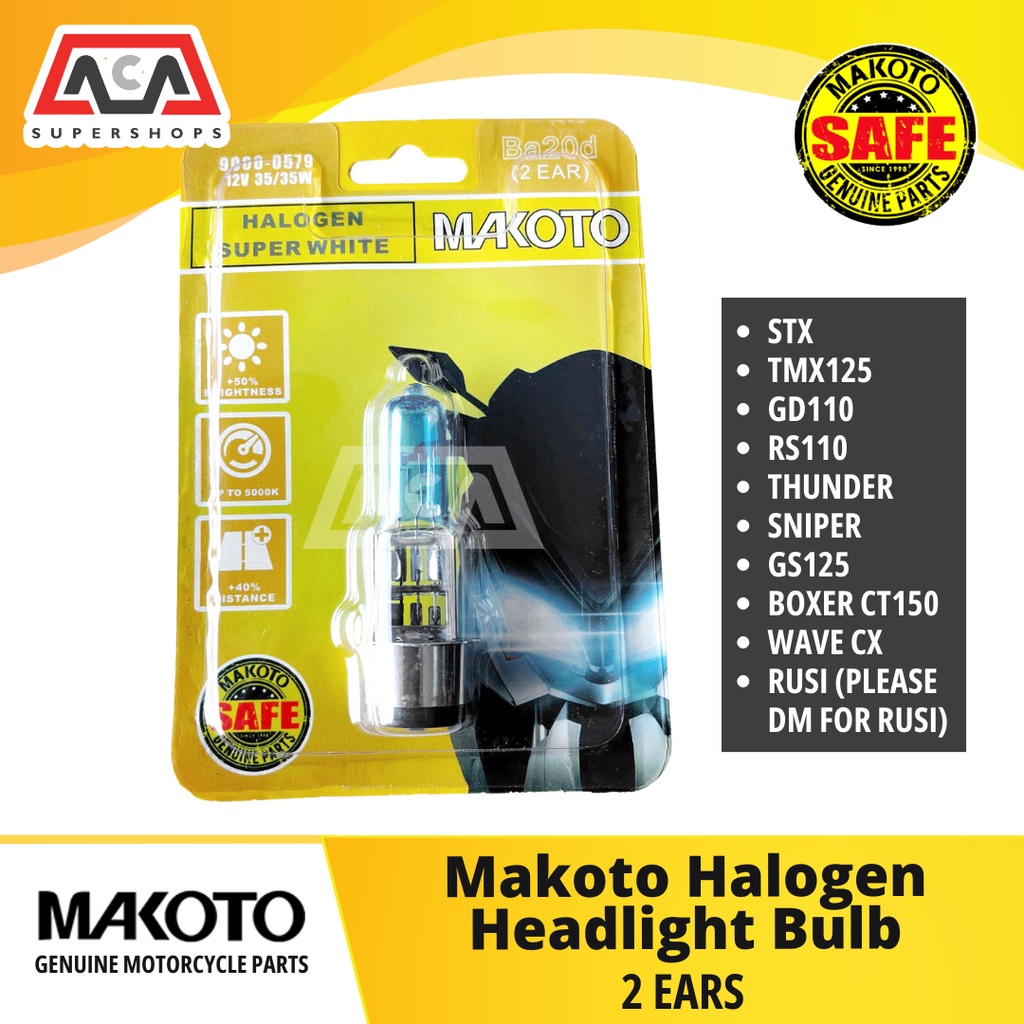 MAKOTO HALOGEN headlight Bulb for STX/RS110/THUNDER/GD110/GS125-150/TMX125/CT150/ SNIPER135 ...
